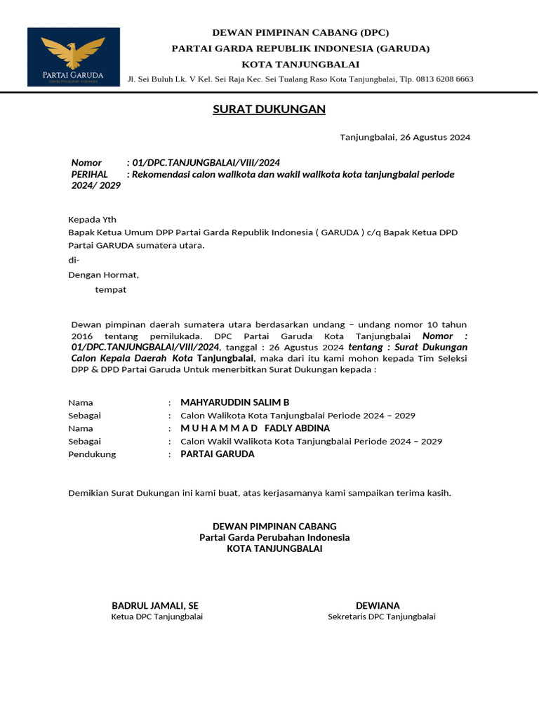 Surat Dukungan | PDF