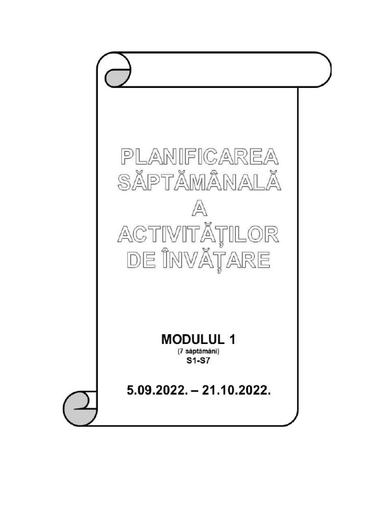 Planificare saptamanala-FINAL | PDF