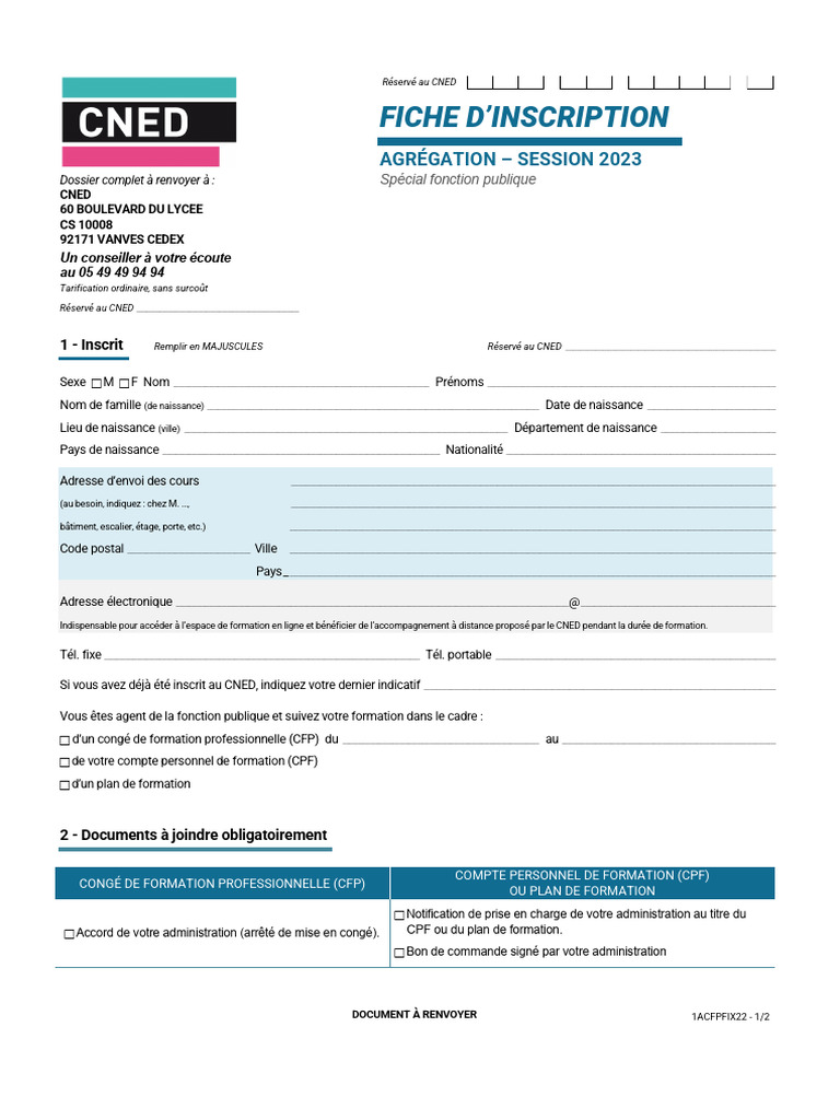 Fiche Inscription Fonctionpublique Agreg 2023 1 | PDF