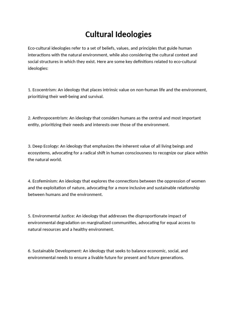 Cultural Ideologies | PDF