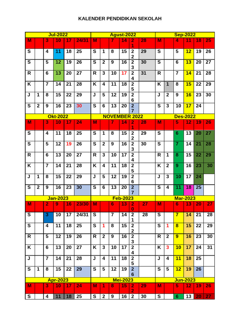 Kalender Pendidikan Sekolah | PDF