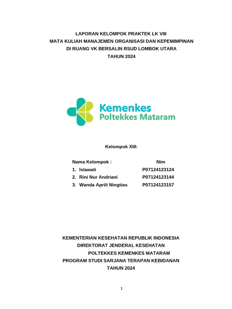 Lap. Kel.13 (RSUD KLU) | PDF