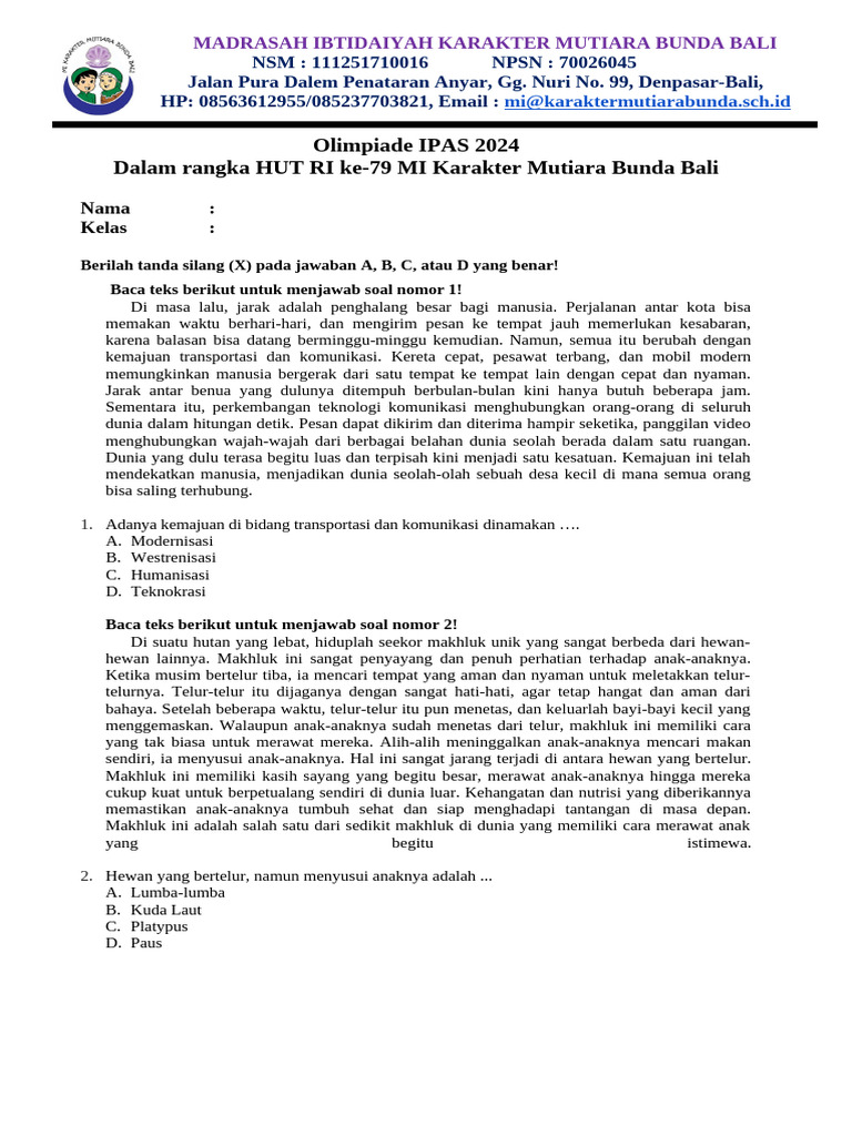 Olim Ipas Kelas 6 | PDF