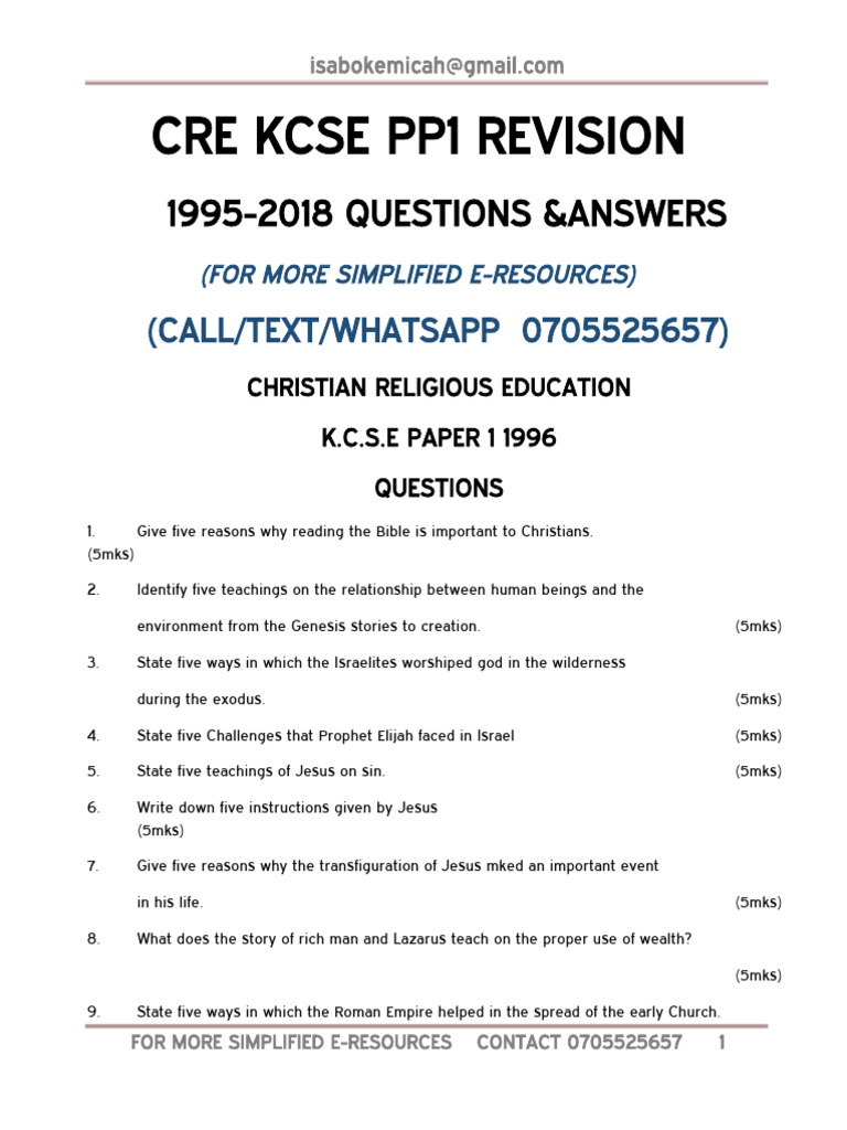 Kcse Cre Pp1 Revision | PDF