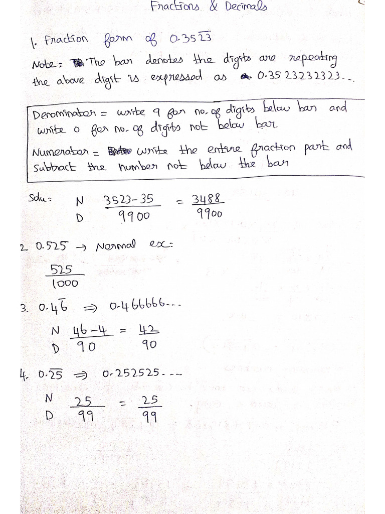 Fractions and Decimals | PDF