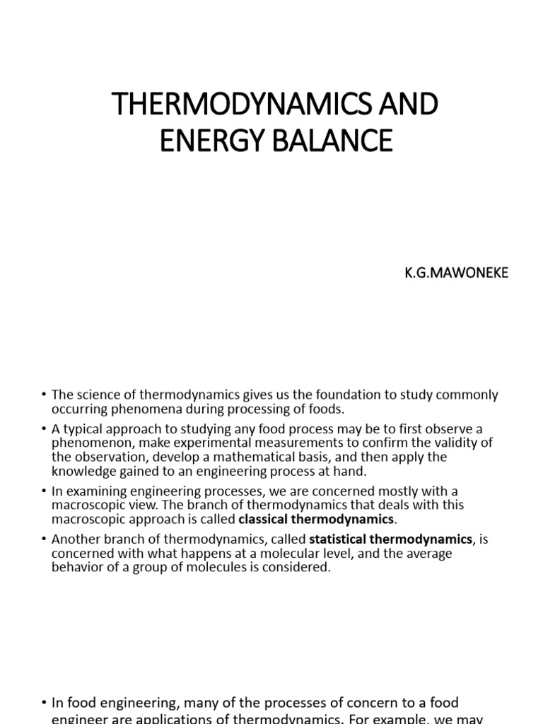 Thermodynamics and Energy Balance | PDF