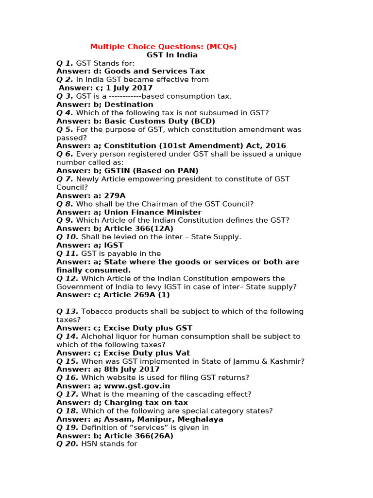 MCQ Chapterwise | PDF