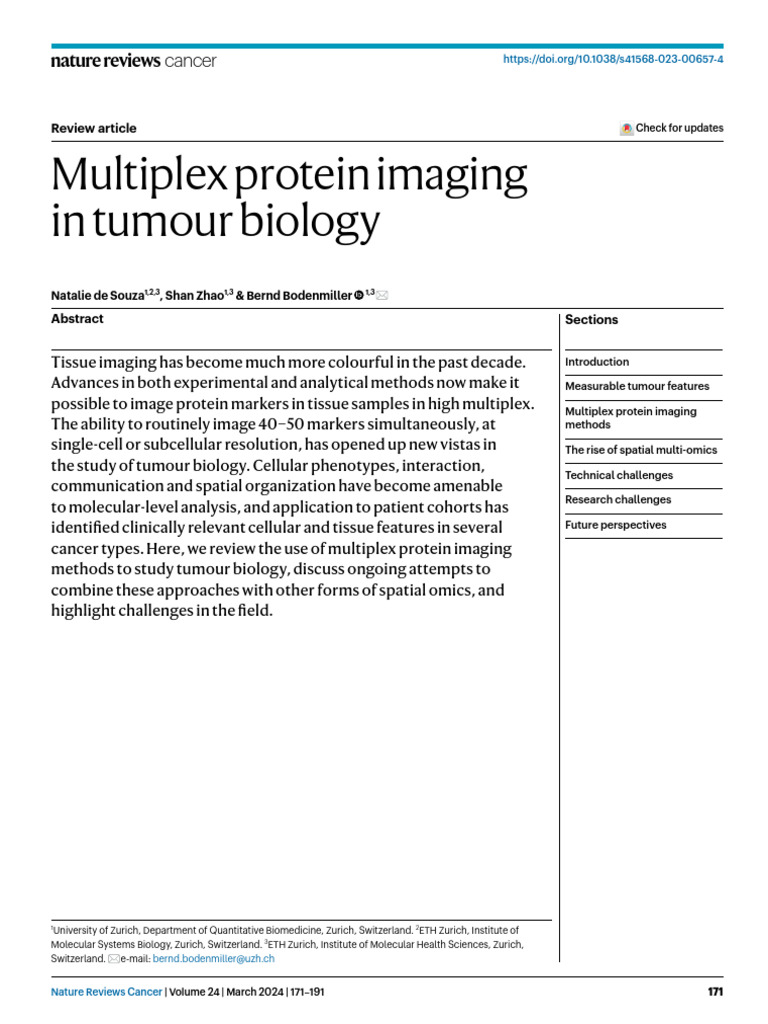 Multiplex Protein Imaging in Tumour Biology: Cancer | PDF
