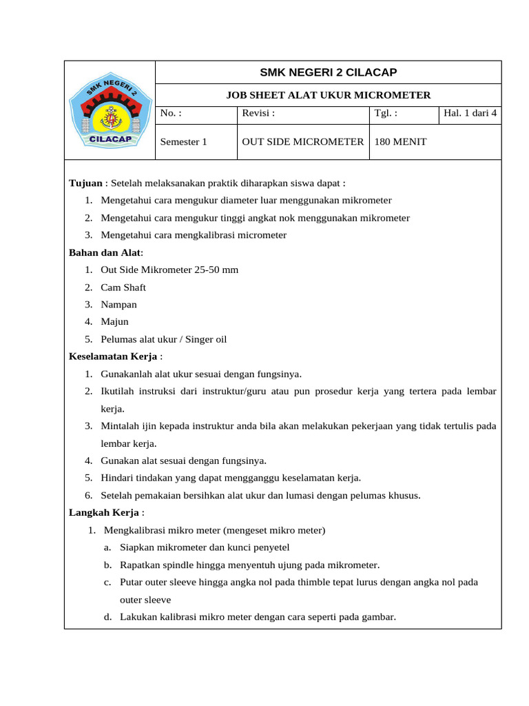 Mikrometer (Jobsheet) | PDF
