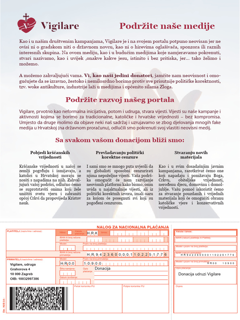 Vigilare Donacija HUB 3A Proizvoljna Uplata | PDF