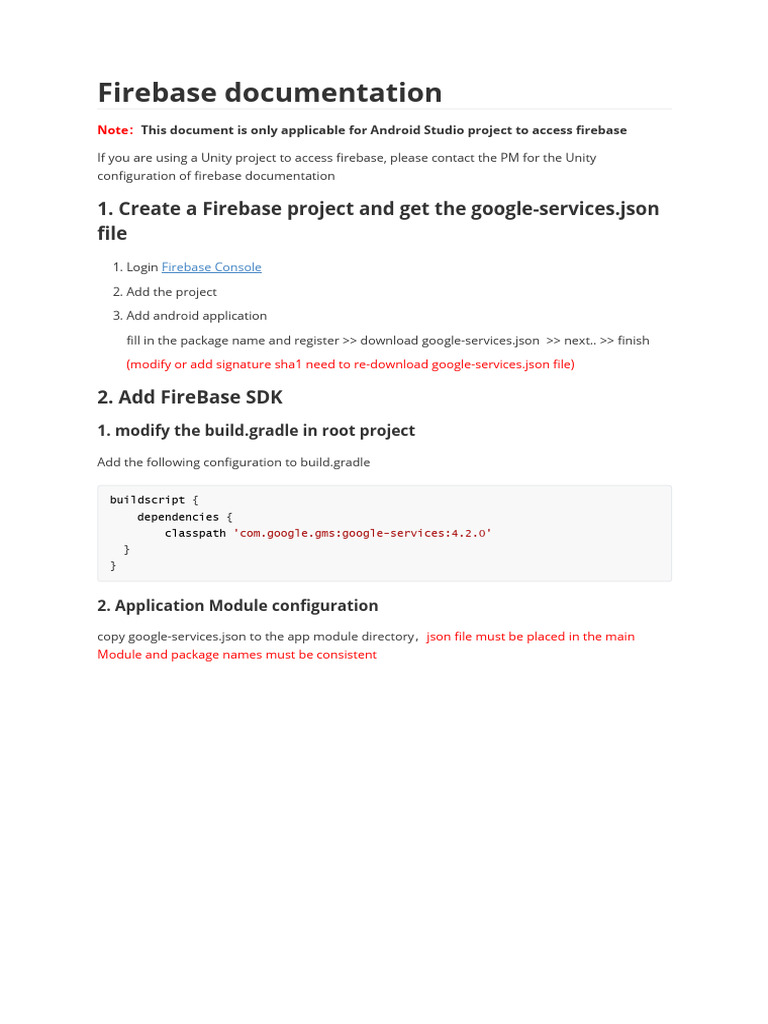 Android SDK Documentí Í Firebase | PDF