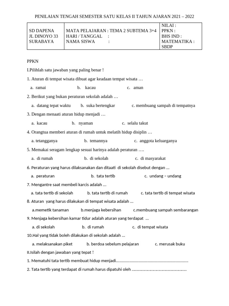 Bahan PTS TM 2 ST 3+4 | PDF