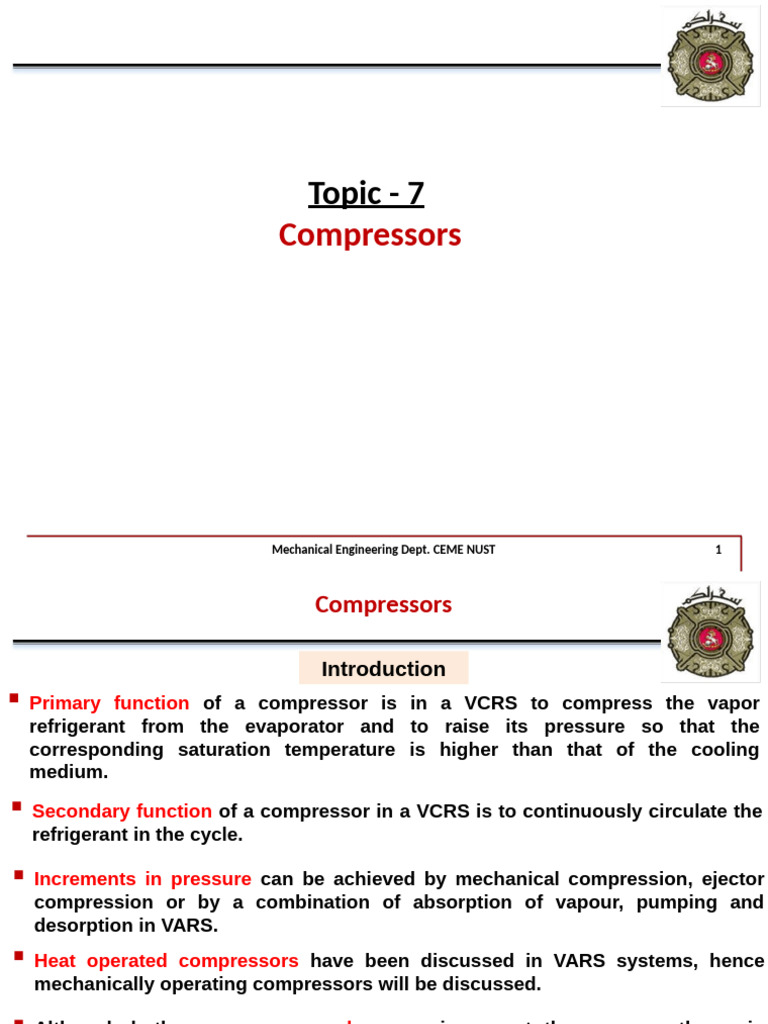 Topic 7 - Compressors | PDF