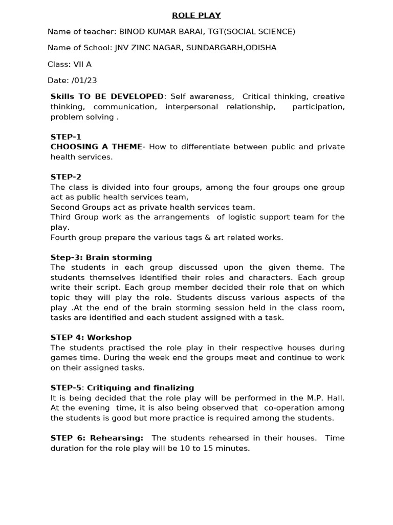 Role Play-1 | PDF