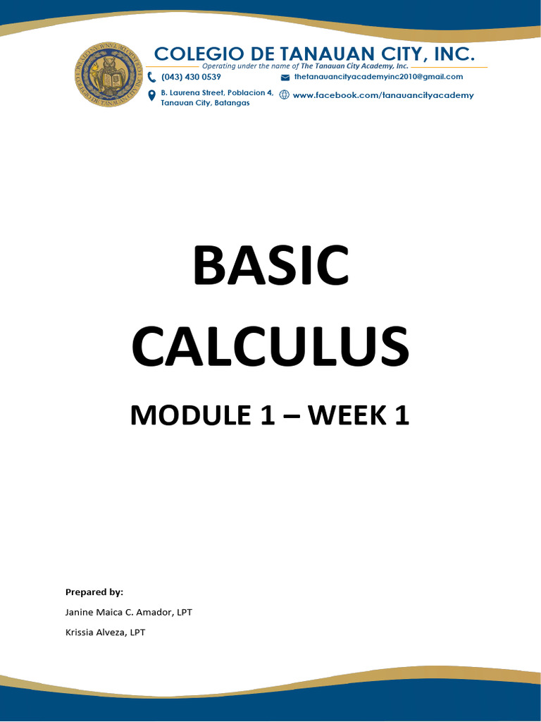 Basic Calculus - Module 1 Week 1 1 | PDF