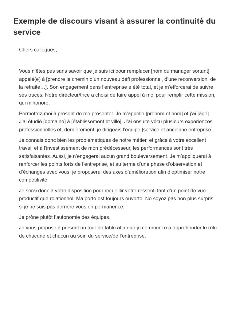 Discours prise de fonction manager _ comment se présenter ...