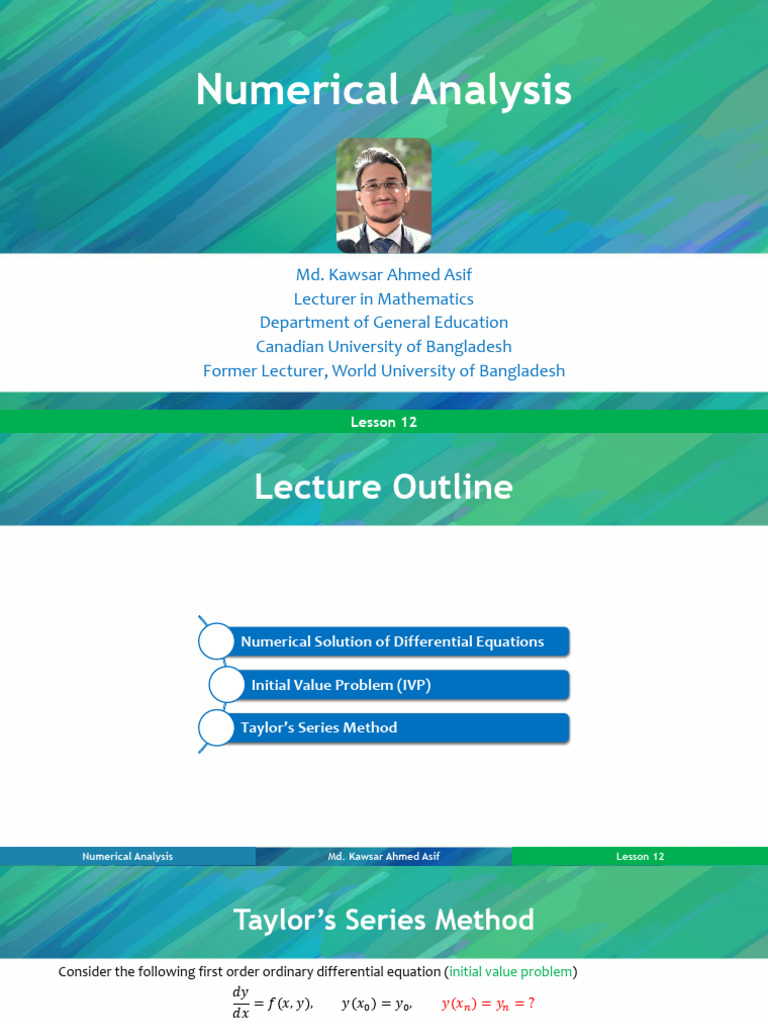 Numerical Analysis (Lesson 12) | PDF