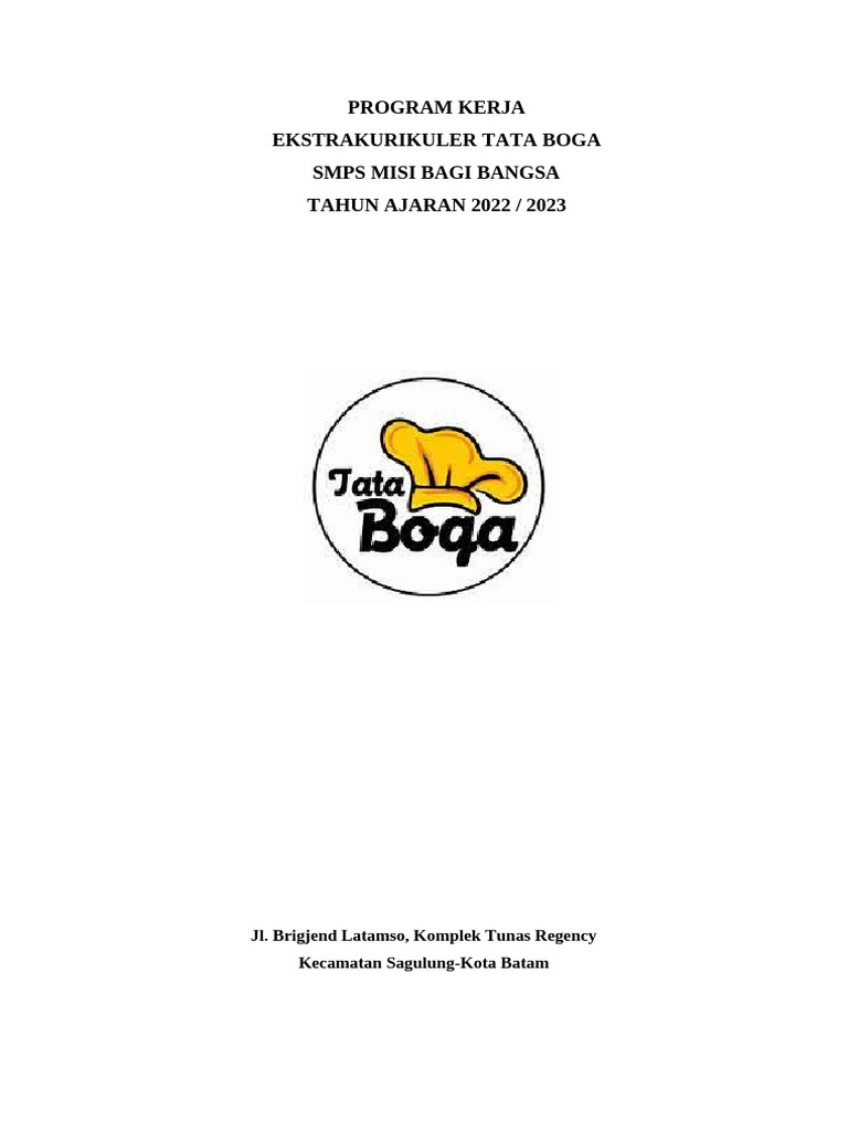 PROGRAM KERJA TATA BOGA | PDF