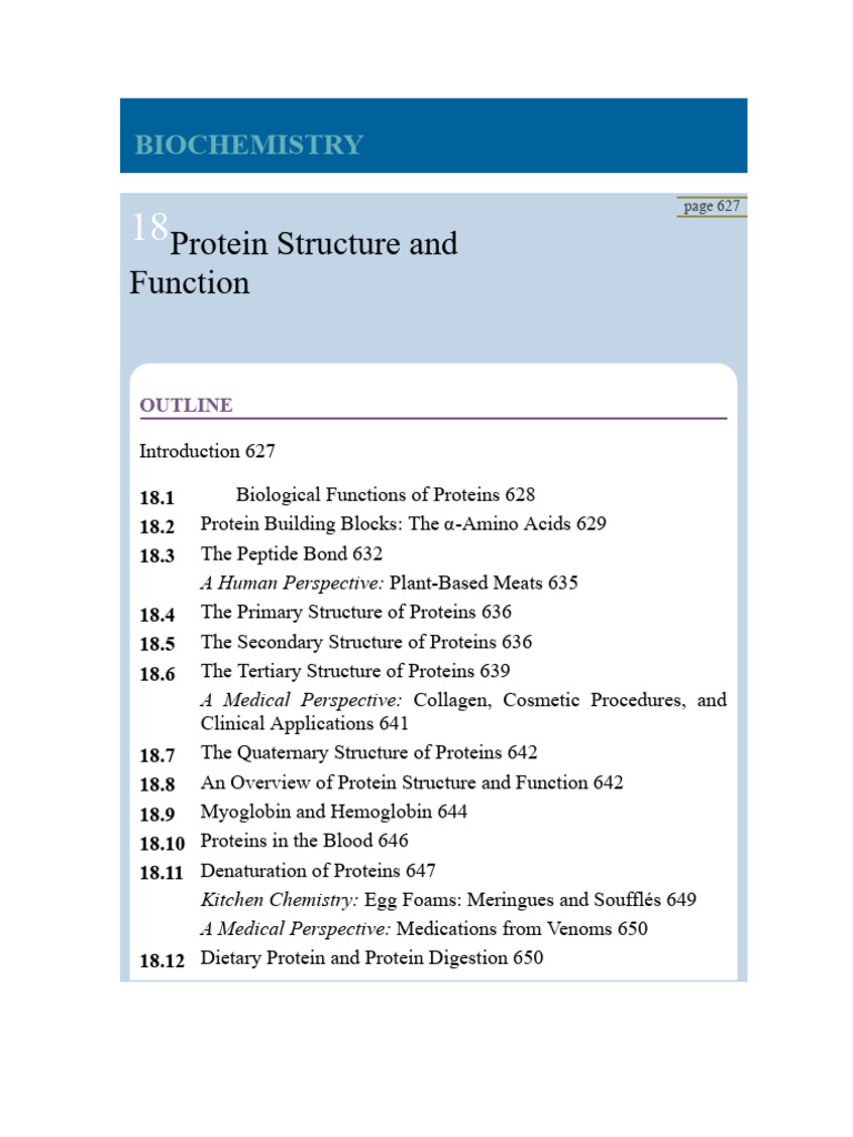 General Organic and Biochemistry ---- (18 Protein Structure and Function) | PDF