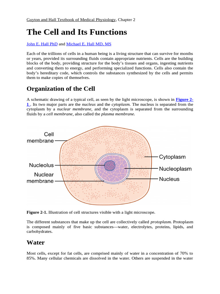 Chapter 2 - The Cell and Its Functions | PDF