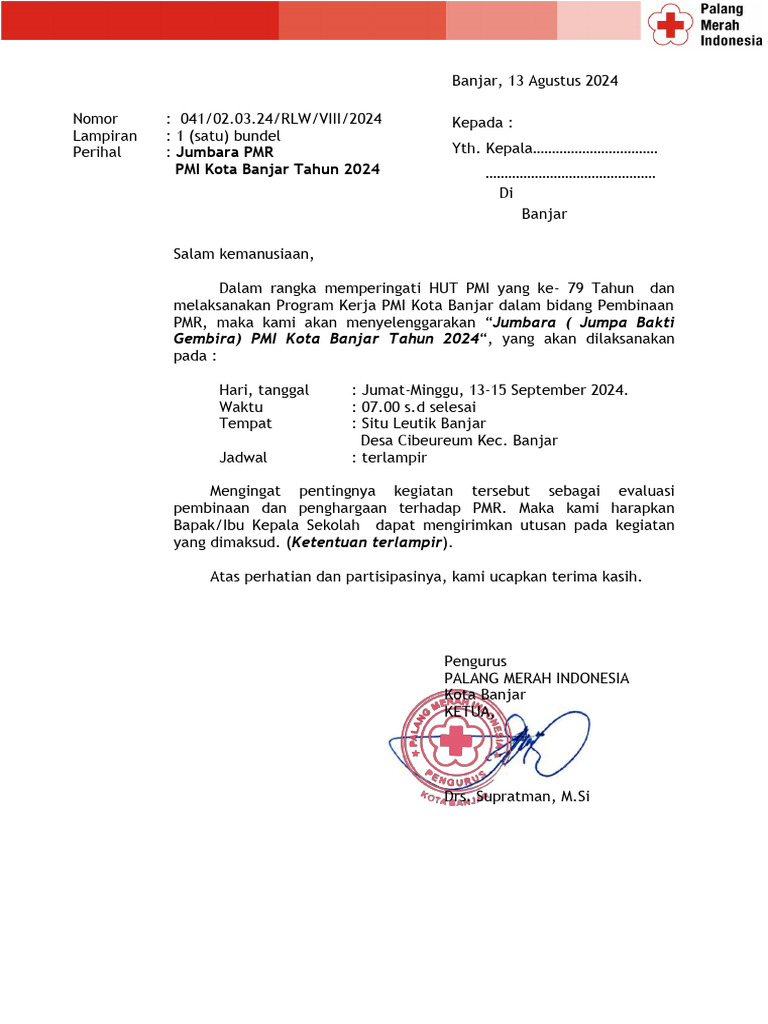 Surat Undangan Jumbara PMR 2024 | PDF