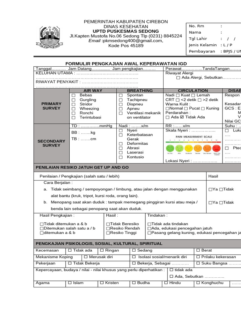 Formulir Pengkajian Awal Keperawatan Ugd | PDF