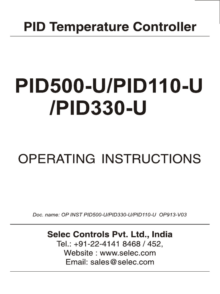 PID500 U Instruction Manual | PDF