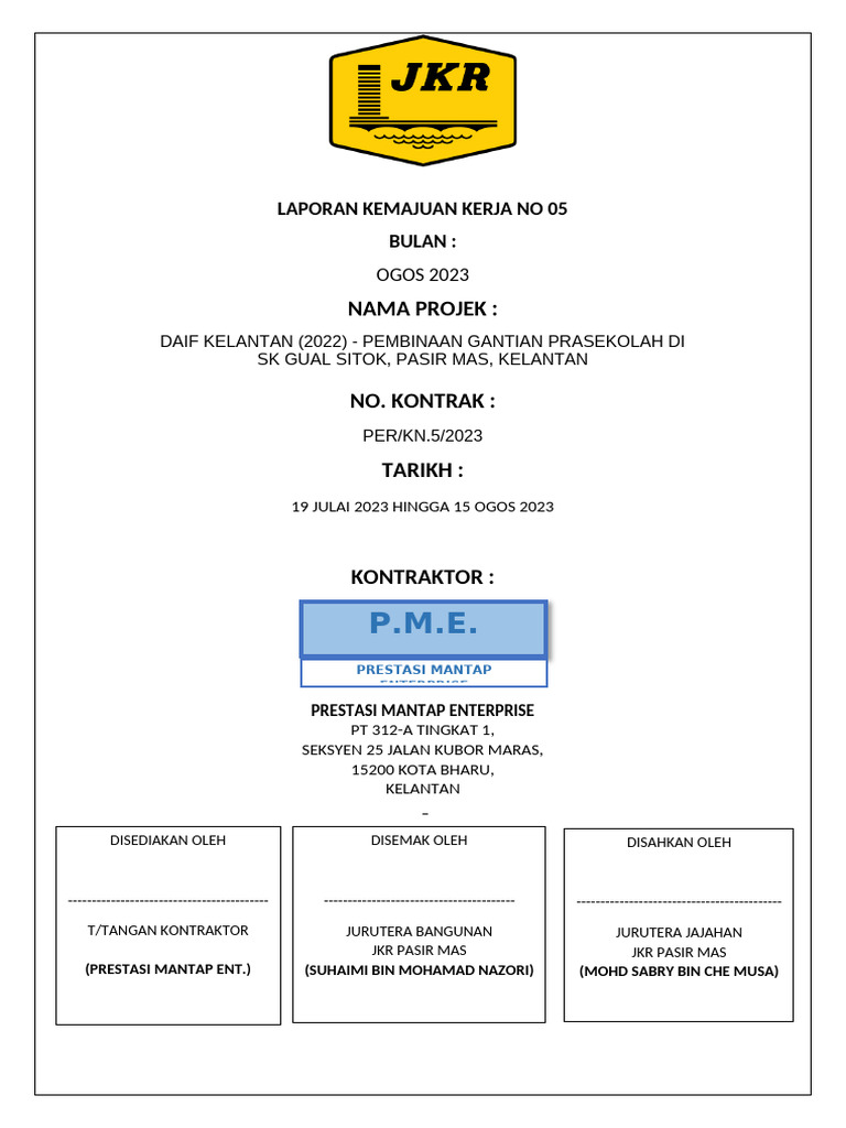 Laporan Kemajuan Kerja No 05 | PDF