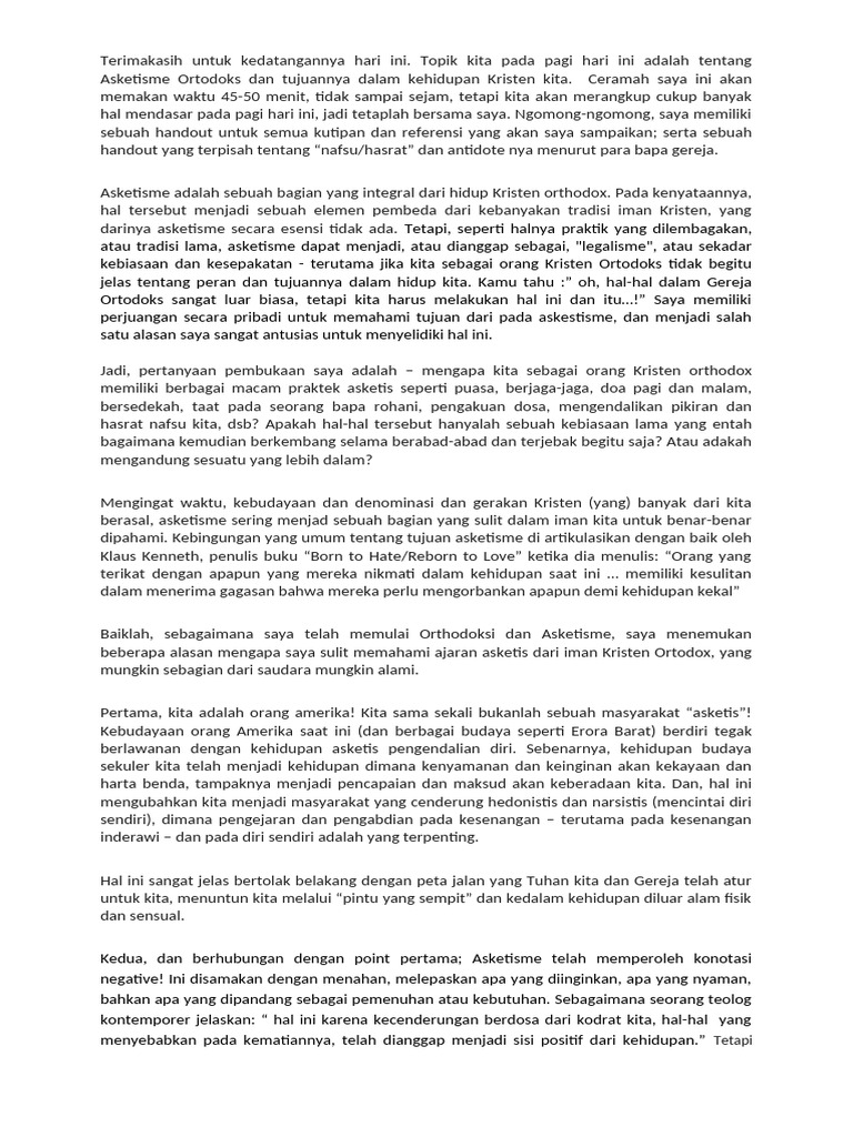 Ortodoksi Dan Asketisme | PDF