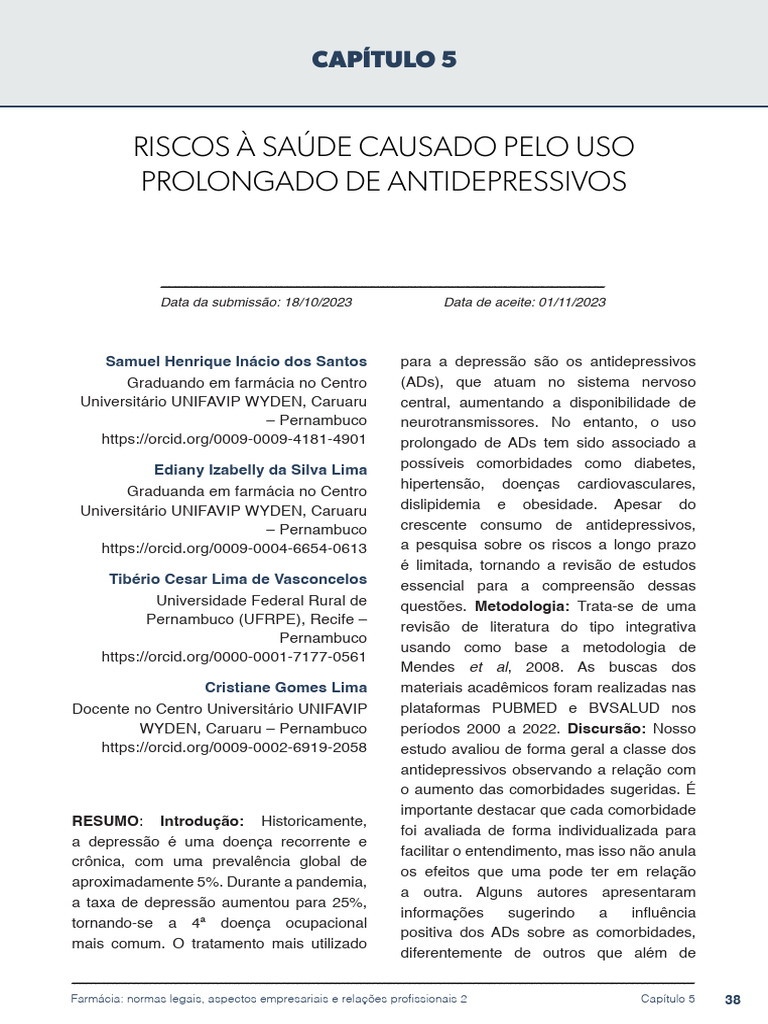 Riscos A Saude Causado Pelo Uso Prolongado de Antidepressivos | PDF
