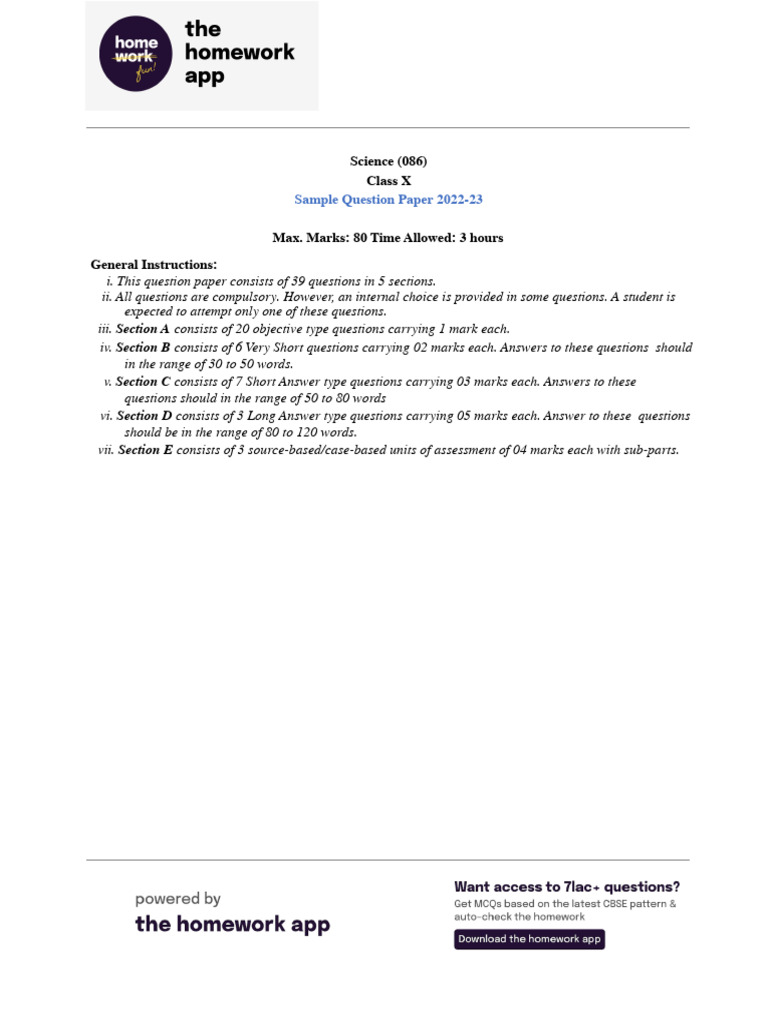 Sample Paper 5 | PDF