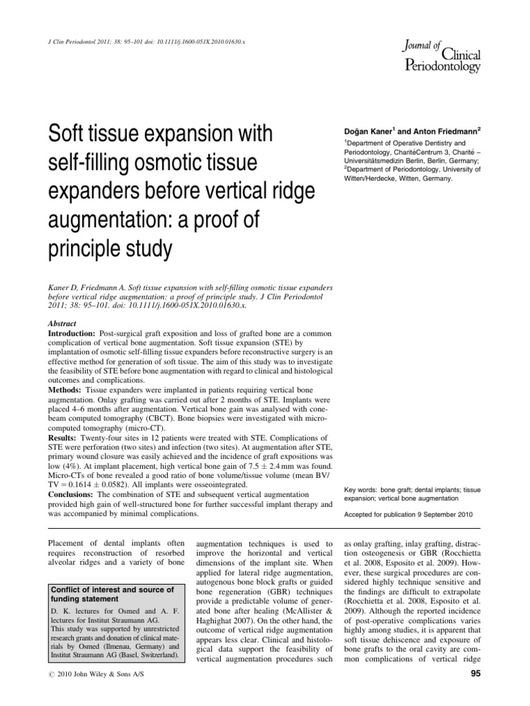 Soft Tissue Expansion With Self-Filling Osmotic Tissue Expanders Before ...