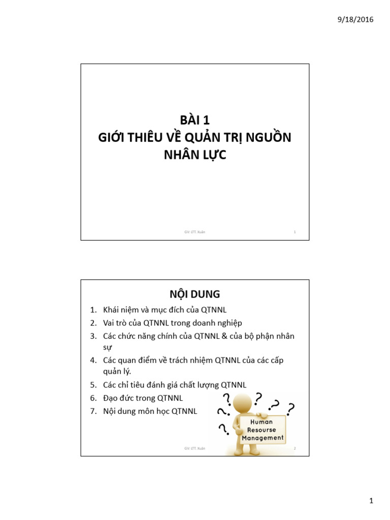 Bai 1 - Gioi Thieu QTNNL | PDF