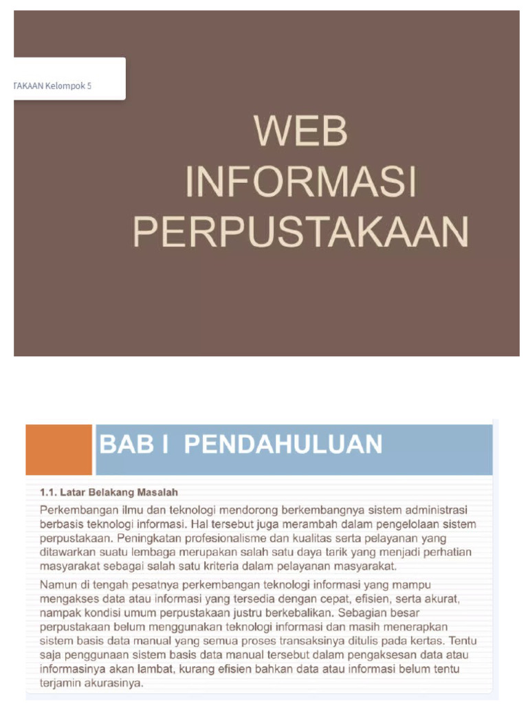 Presentasi - Pemrograman Web - Perpustakaan | PDF