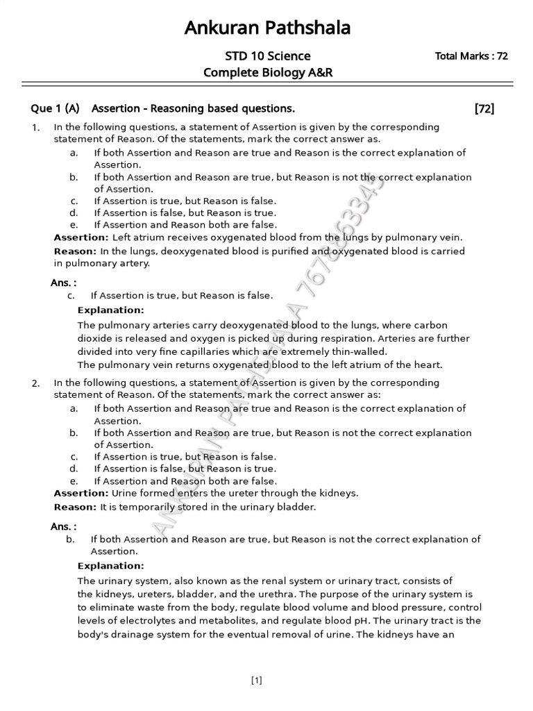 Complete Biology A&R - Solution | PDF