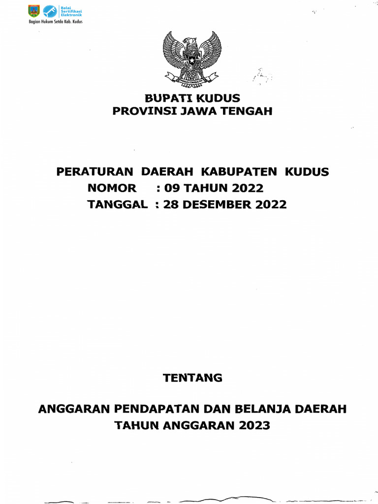 1.1. Perda No 9 TH 2022 - Apbd Ta 2023 | PDF