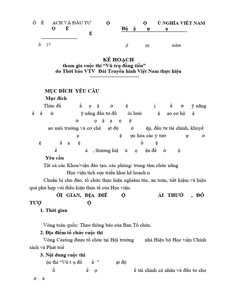 KH Tham Gia Cuoc Thi Vu Tru Dong Tien | PDF