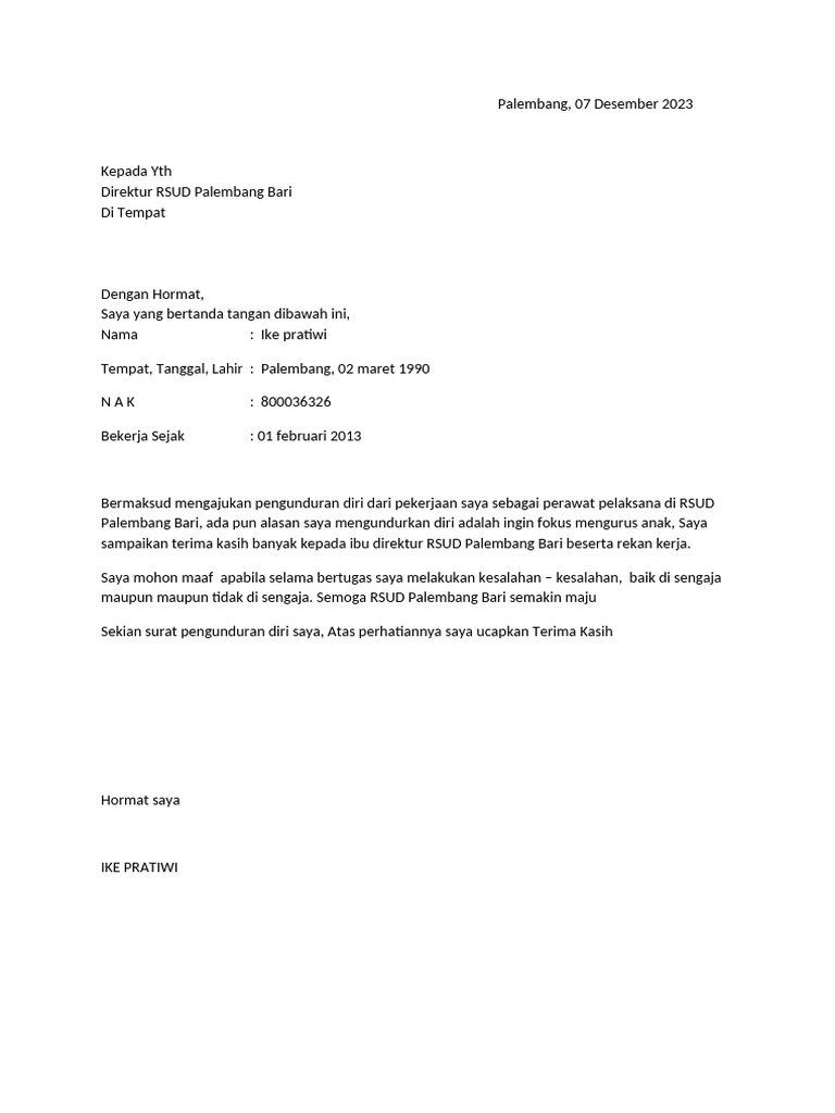 Pengunduran Diri Ike | PDF