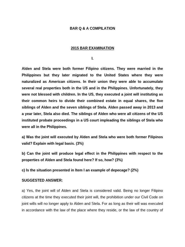 Bar Q & A Compilation | PDF