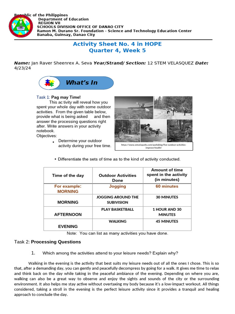 Seva P.E Activity 4 5 | PDF