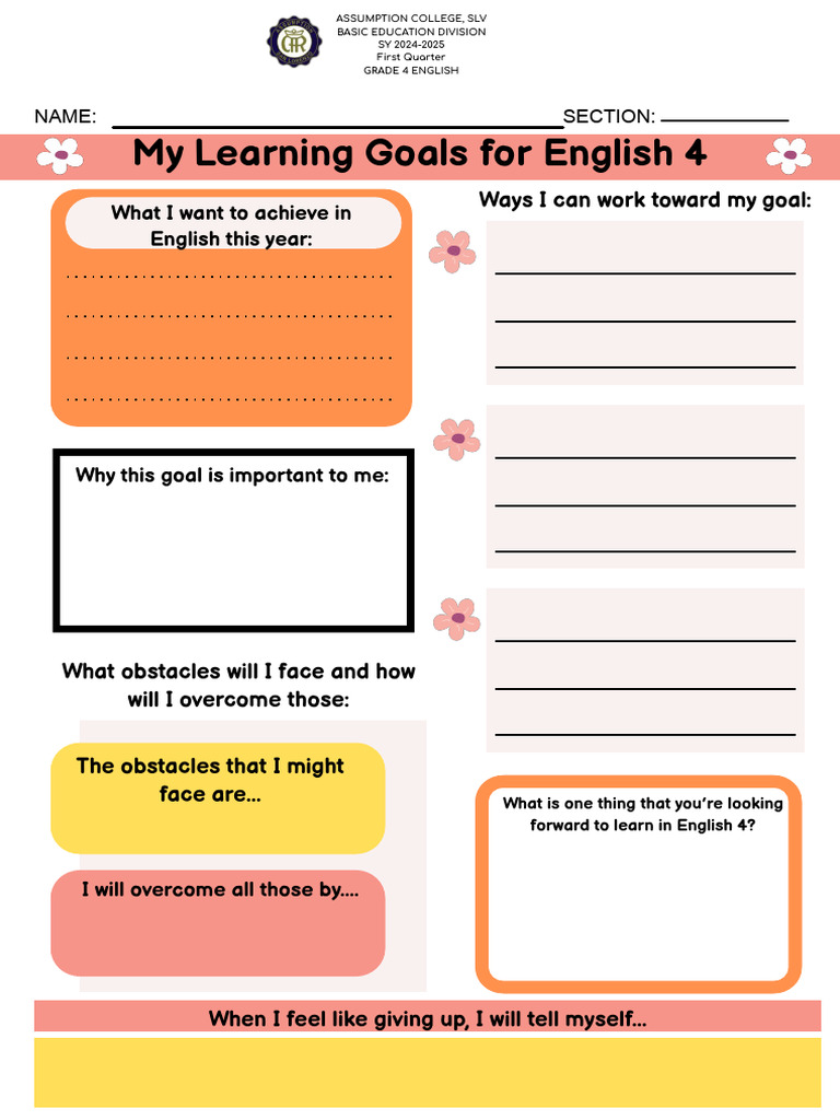 Subj Orientation Worksheet - Eng 4 | PDF