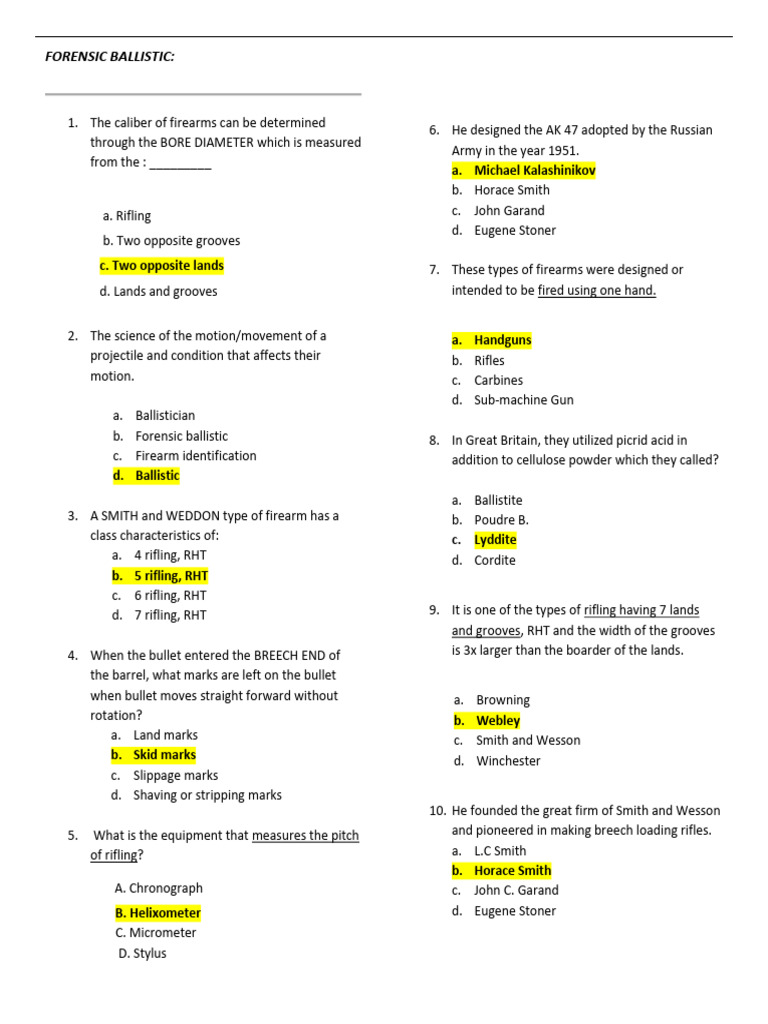 Forensic Ballistic With Answer PDF | PDF