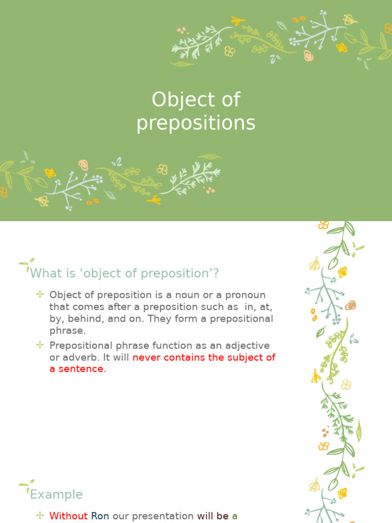 Object of Prepositions and Participle | PDF