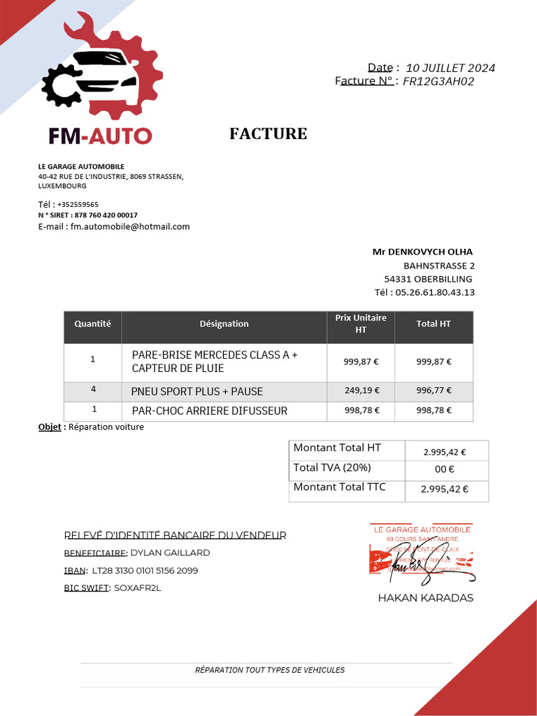 Facture Garage PDF | PDF