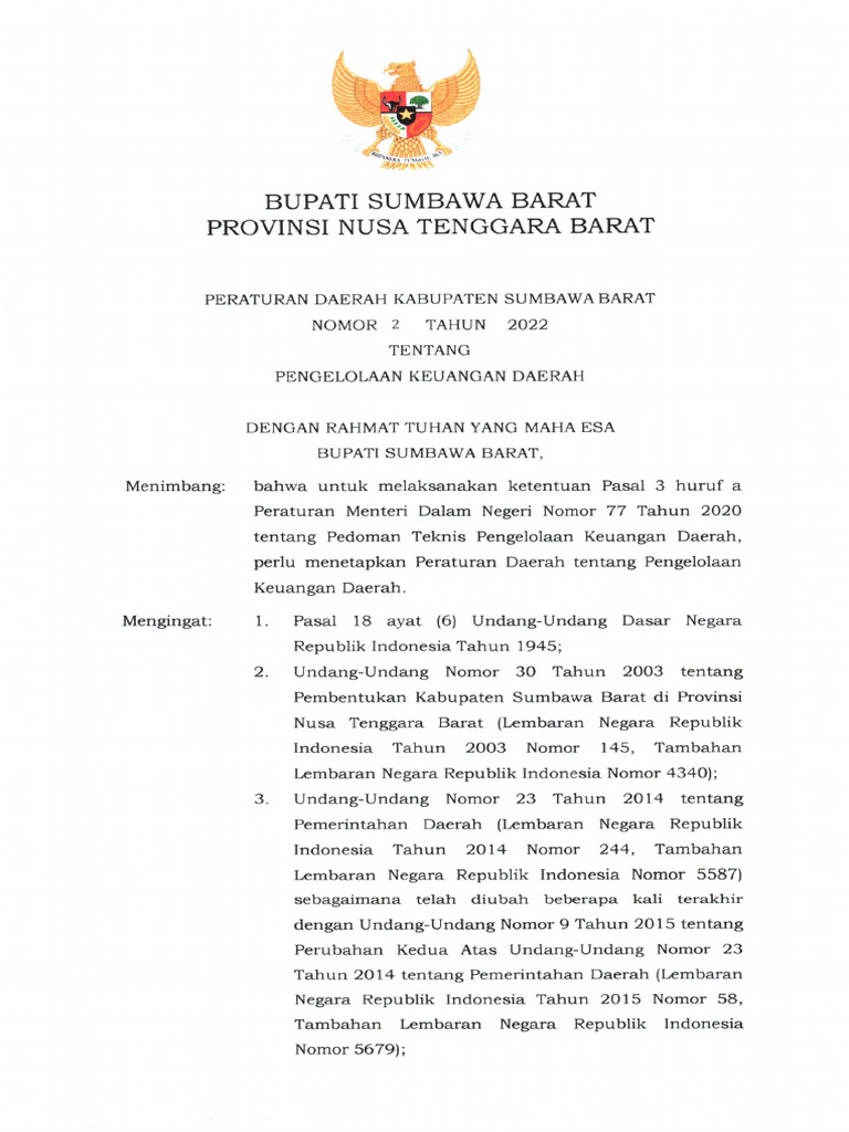 Perda - 2 - 2022 - Pengelolaan Keuangan Daerah | PDF