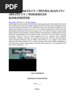 Akta Pendirian CV Lengkap | PDF