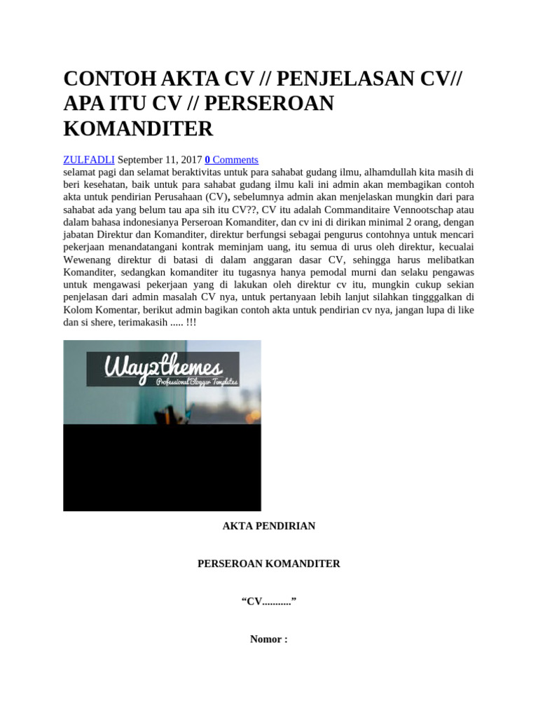Contoh Akta CV | PDF | Bisnis