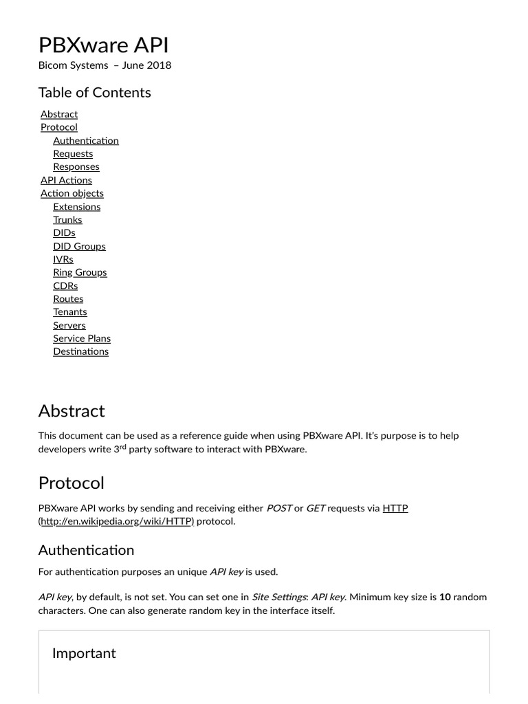 Pbxware API | PDF