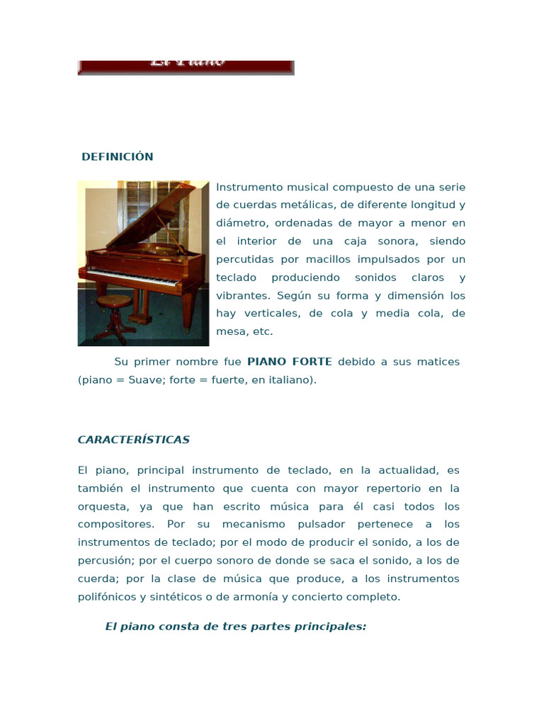 La Historia y Evoluvion Del Piano | PDF La Historia y Evoluvion Del Piano | PDF