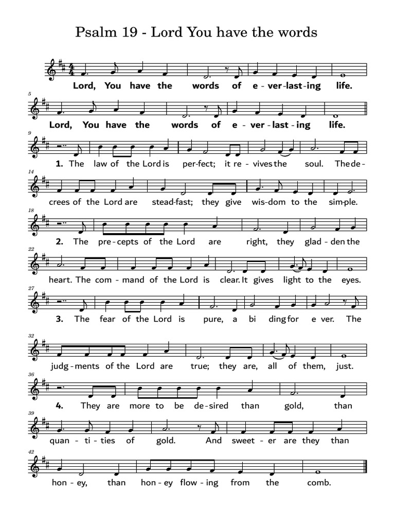 Psalm 19 - Lord You Have The Words | PDF